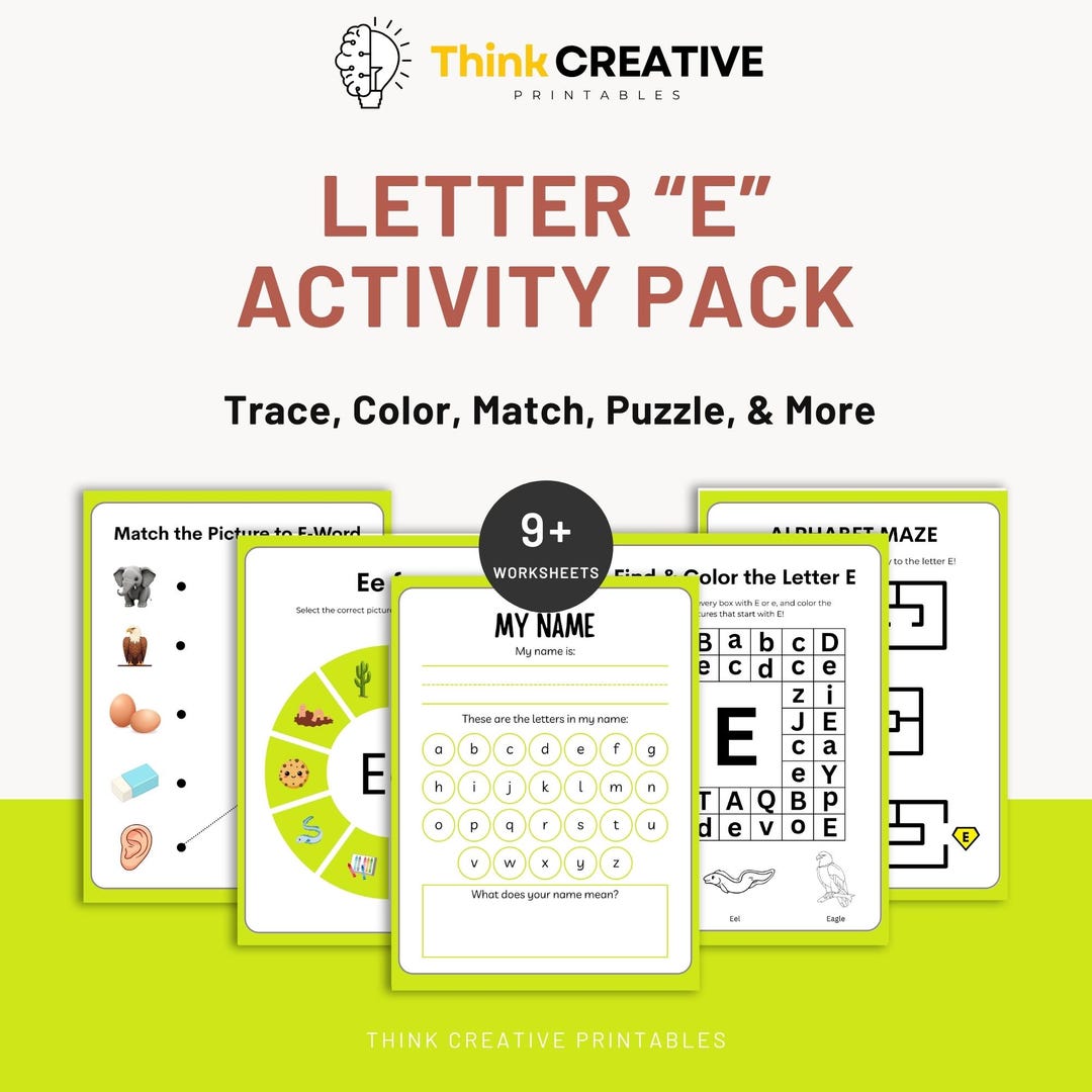 Alphabet E Worksheets for Preschool Pre-k + Kindergarten | Printable ...