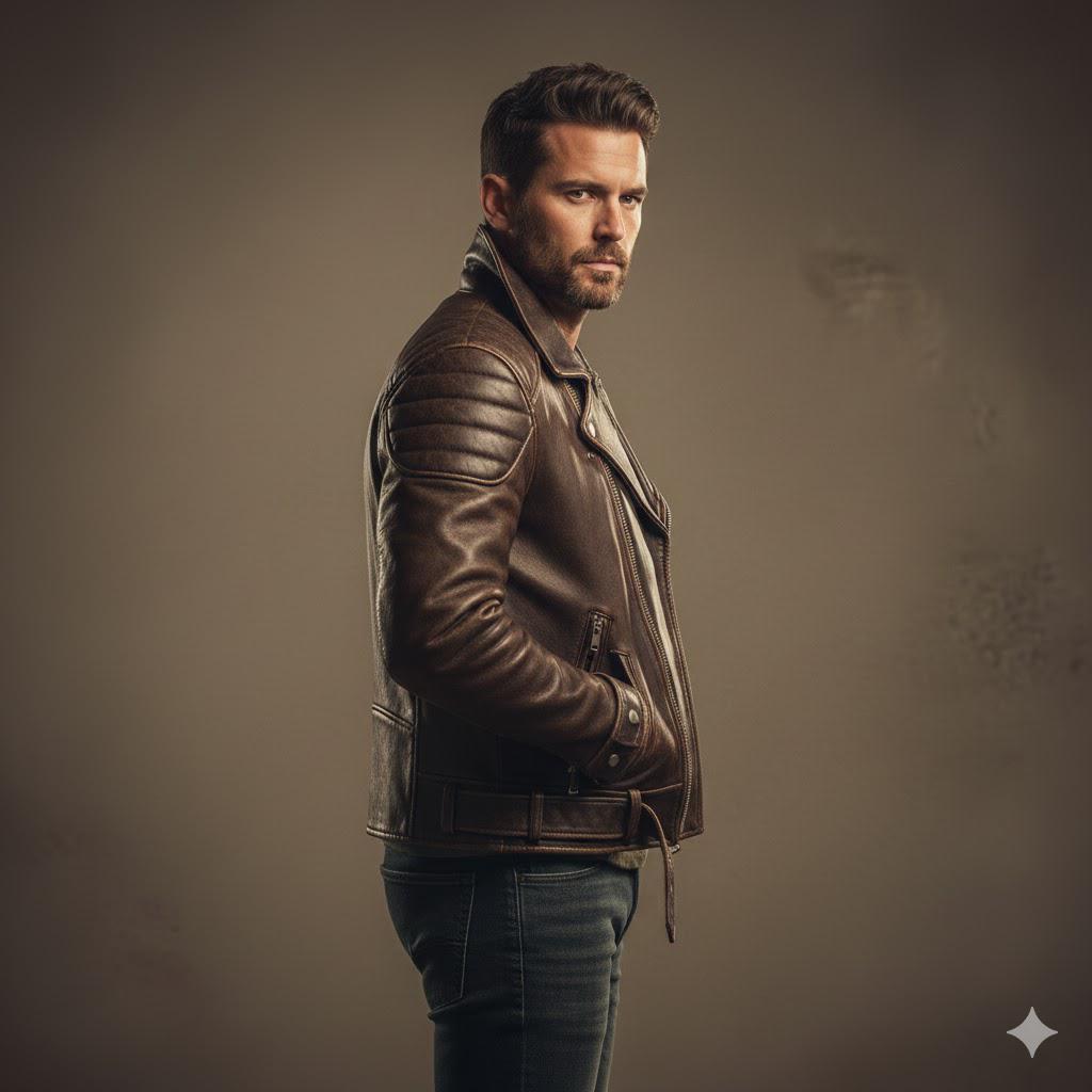 Men Brown Vintage Motorcycle Leather Jacket Biker Style - Etsy