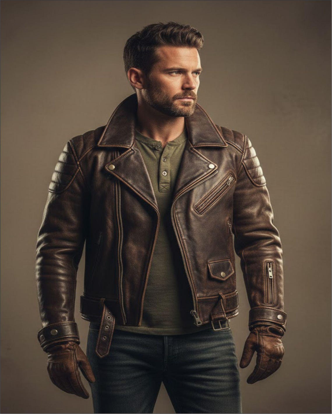 Men Brown Vintage Motorcycle Leather Jacket Biker Style - Etsy