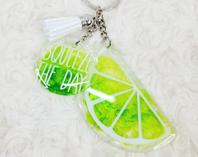 Squeeze the Day Lime Themed Acrylic Keychain - Etsy
