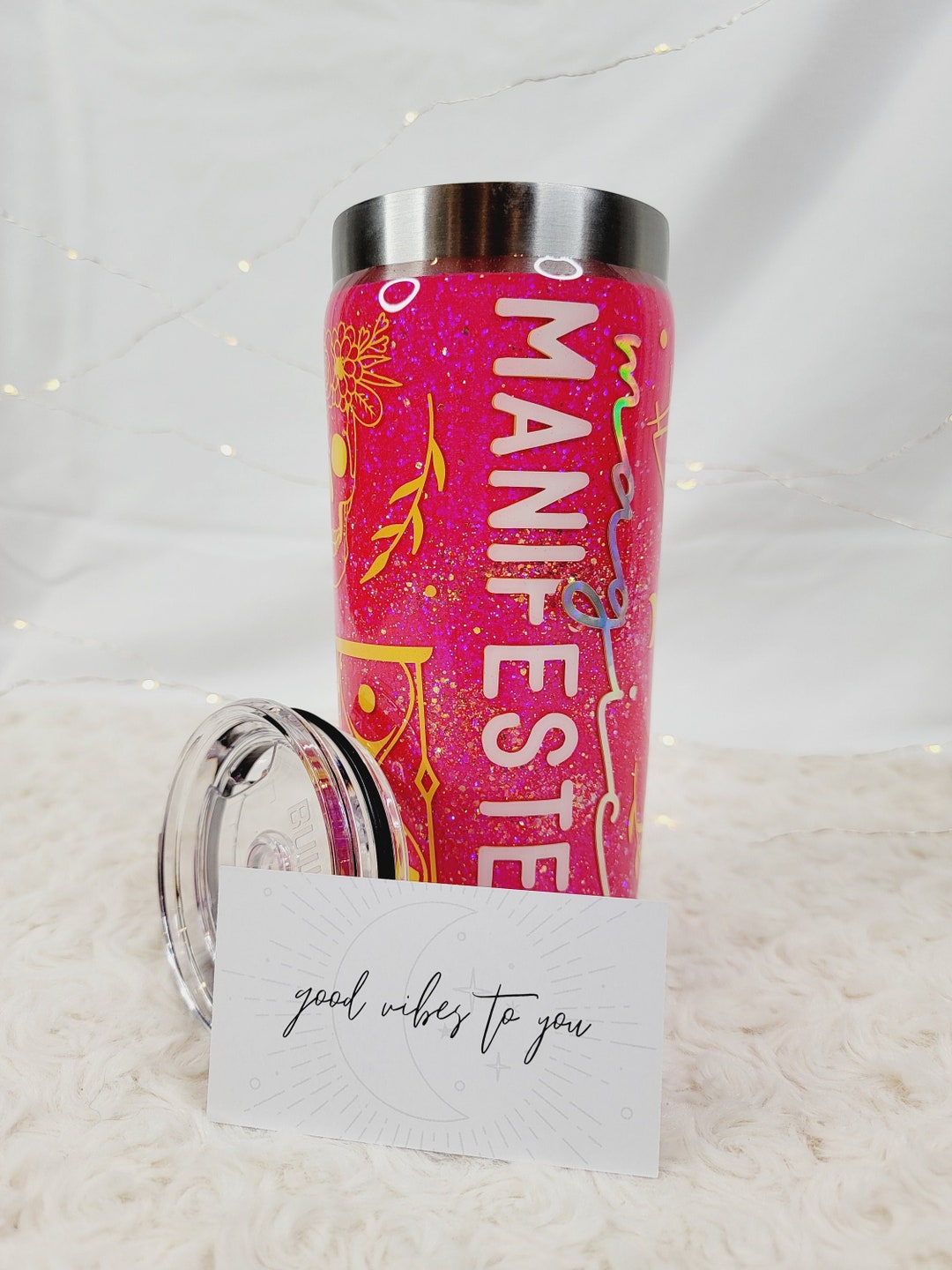 Magic Manifester Glittered Symbol Reusable Eco Friendly 20 Ounce Coffee ...