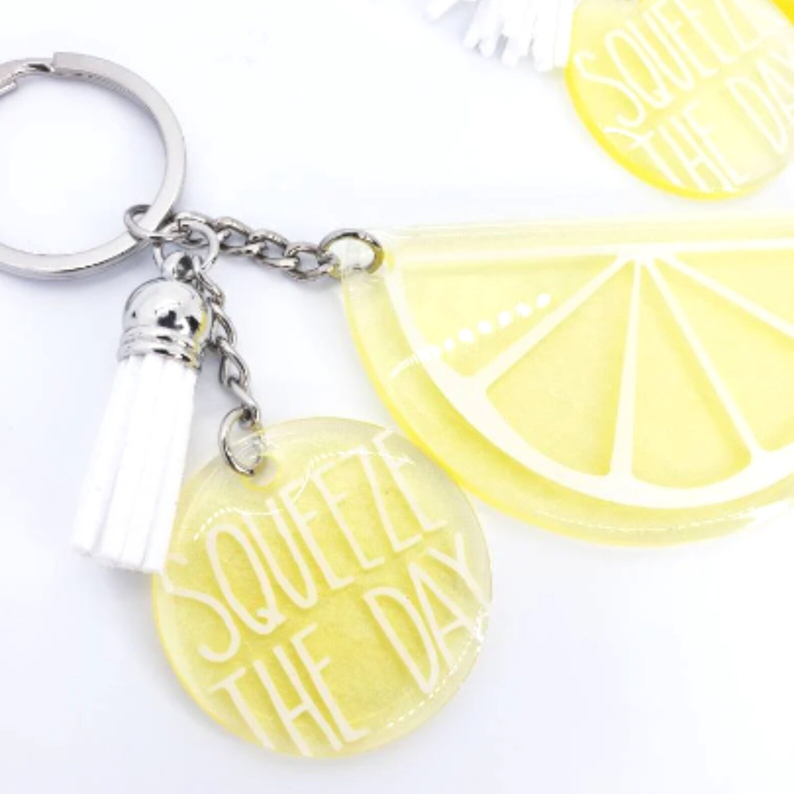 Squeeze the Day Lemon Themed Acrylic Keychain - Etsy