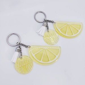 Squeeze The Day Lemon Themed Acrylic Keychain / Positivity On | Etsy