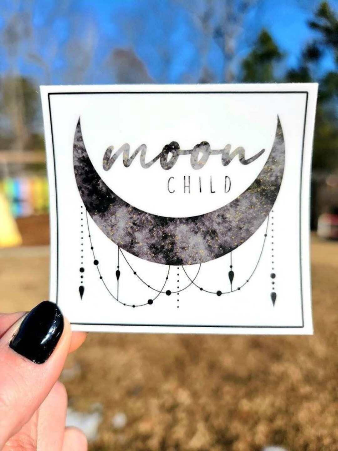 Moon Child Crescent Moon Square Sticker - Etsy