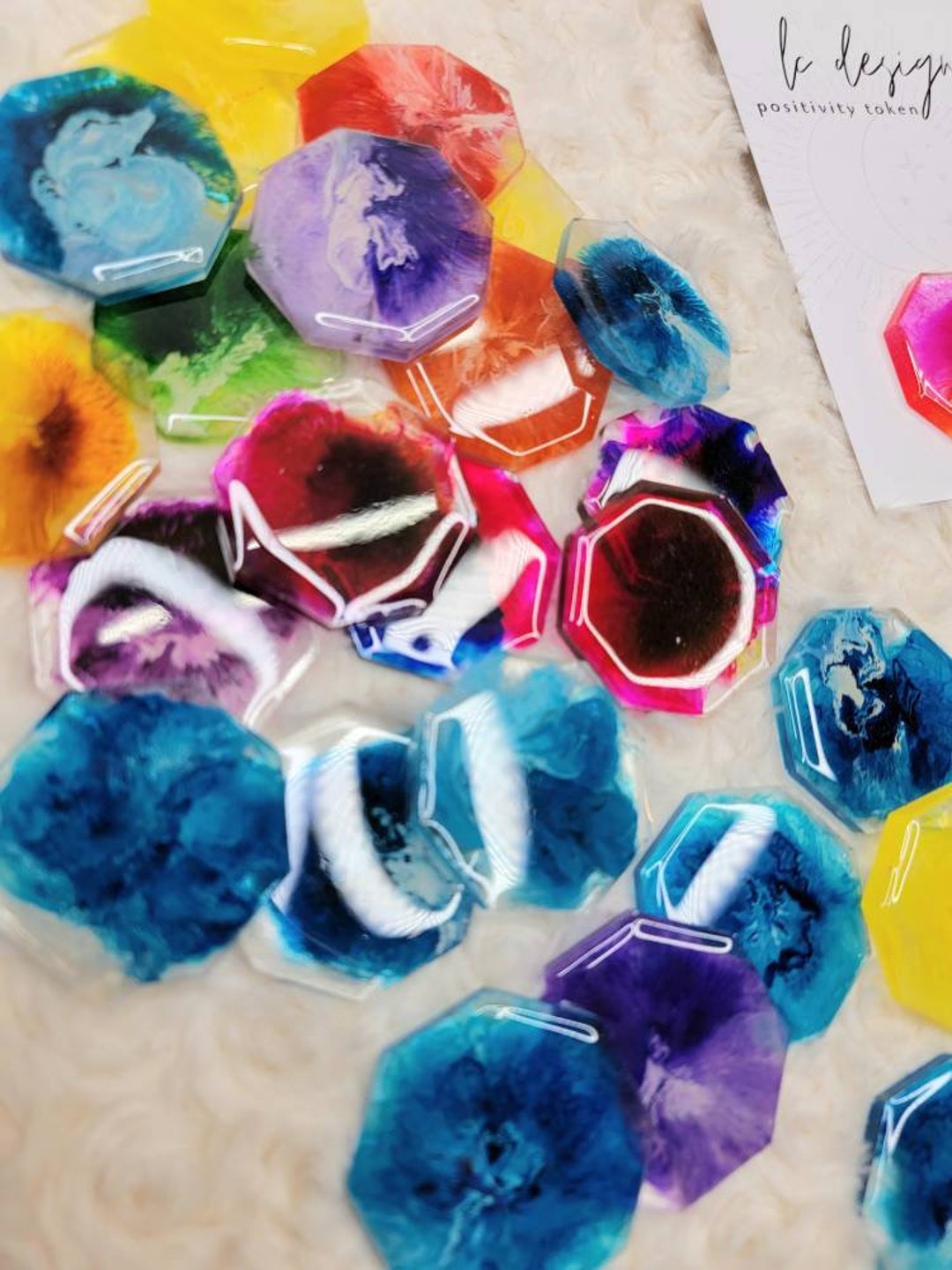 Colorful Positivity Token Trinket + Worry Stones - Etsy