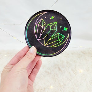 Holographic Crystal Moon Acrylic Circle Jewelry Tray + Home Decor ...