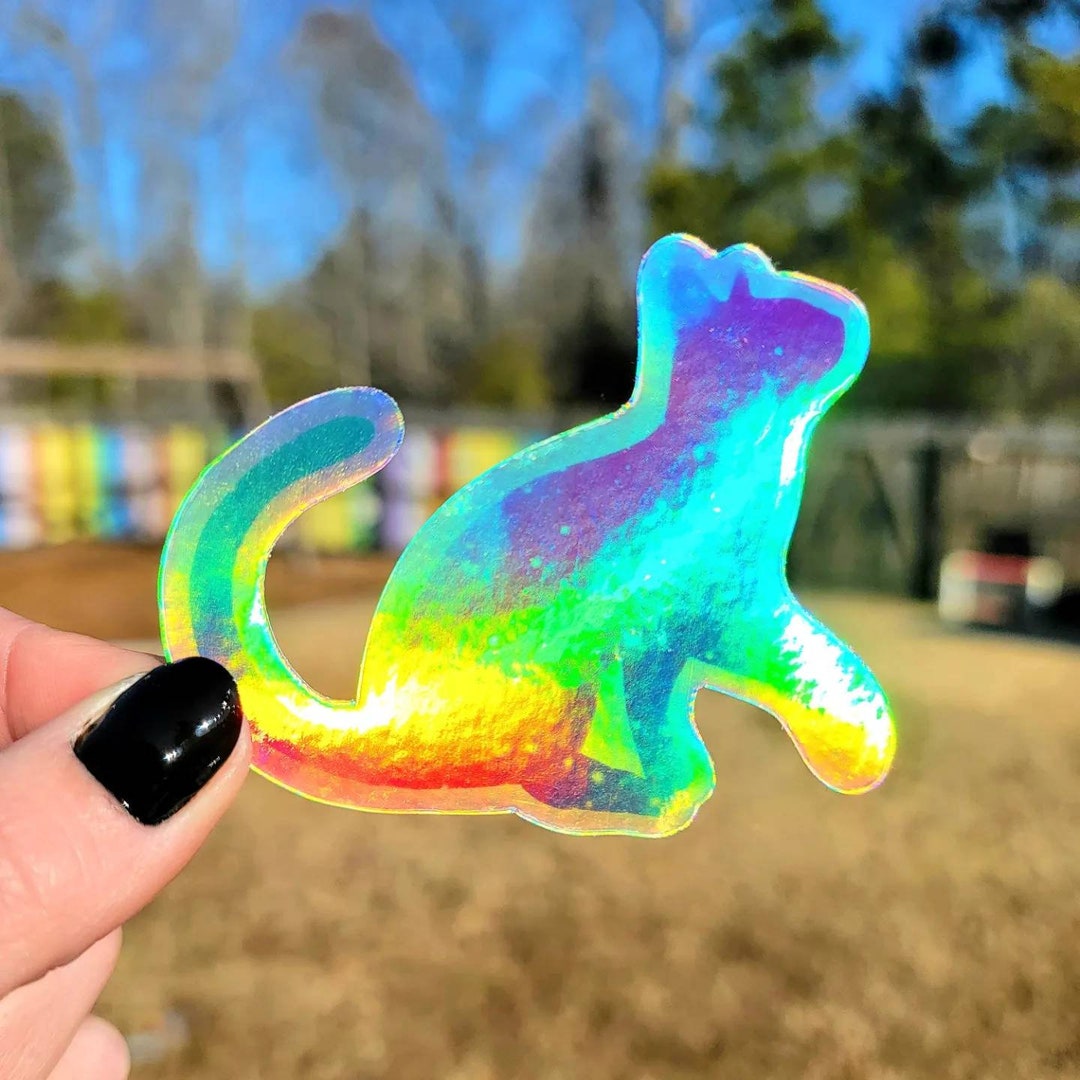 Holographic Galaxy Cat Die Cut Sticker - Etsy