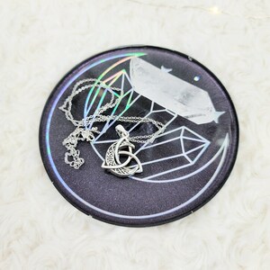 Holographic Crystal Moon Acrylic Circle Jewelry Tray + Home Decor ...