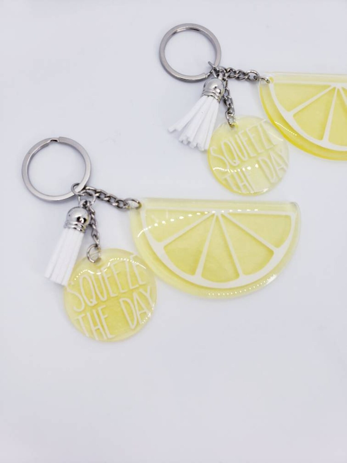 Squeeze The Day Lemon Themed Acrylic Keychain / Positivity On | Etsy