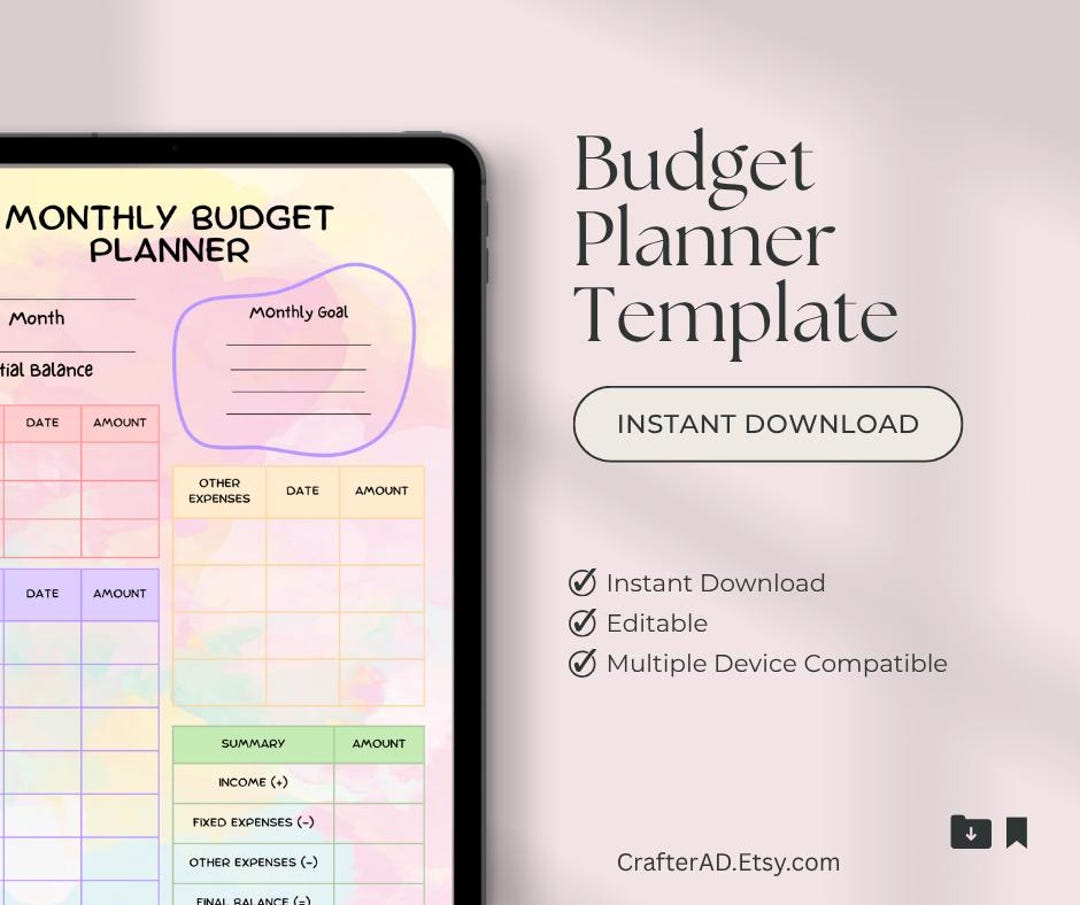 Editable Budget Planner Printable | Monthly Finance Tracker PDF - Etsy