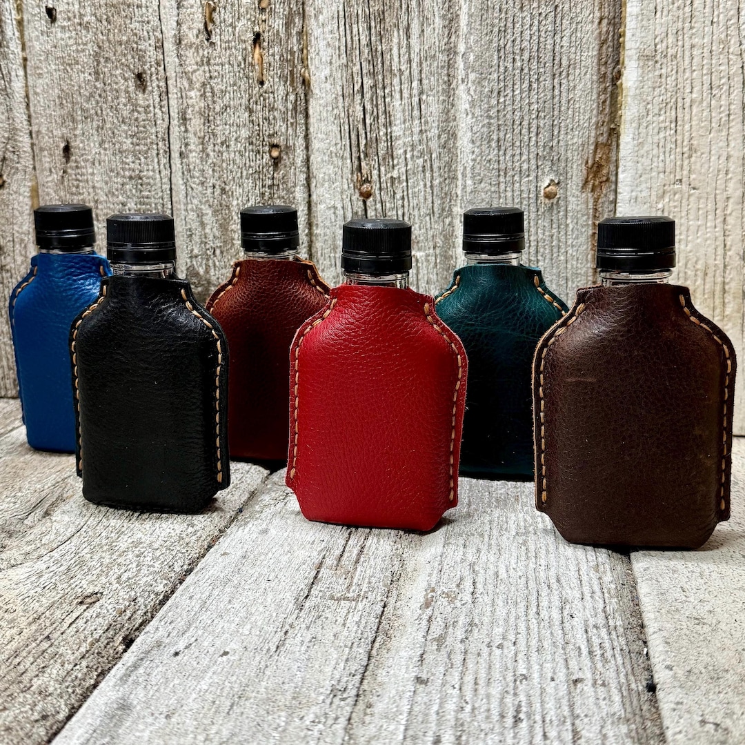 UPDATED! Glass Liquor Flask Leather Wrapped 100ml/3oz - Etsy