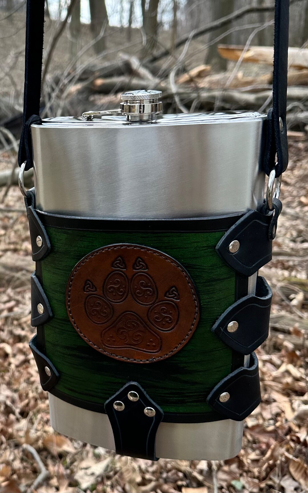 Giant 1/2 Falling Flask Leather Carrier - Etsy