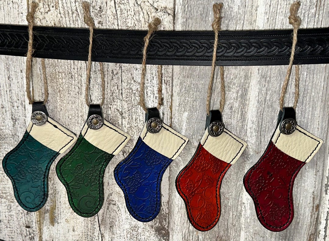Deluxe Leather Celtic Stocking Holiday Christmas Ornament - Etsy