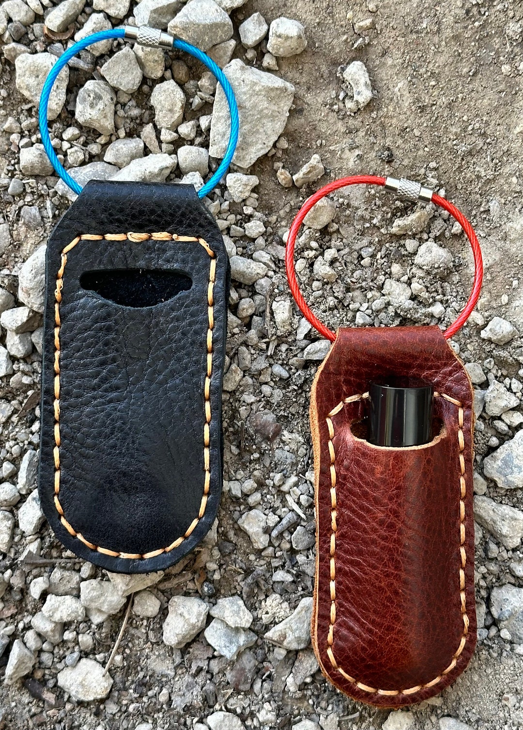 Leather Lip Balm Holder Key Ring - Etsy