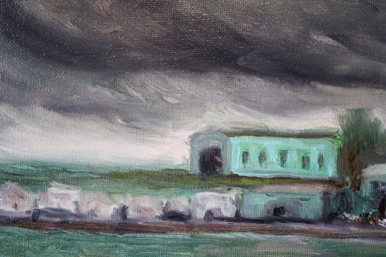Original Oil Painting - Stormy Seascape - Clouds in Storm - Lake Ocean ...