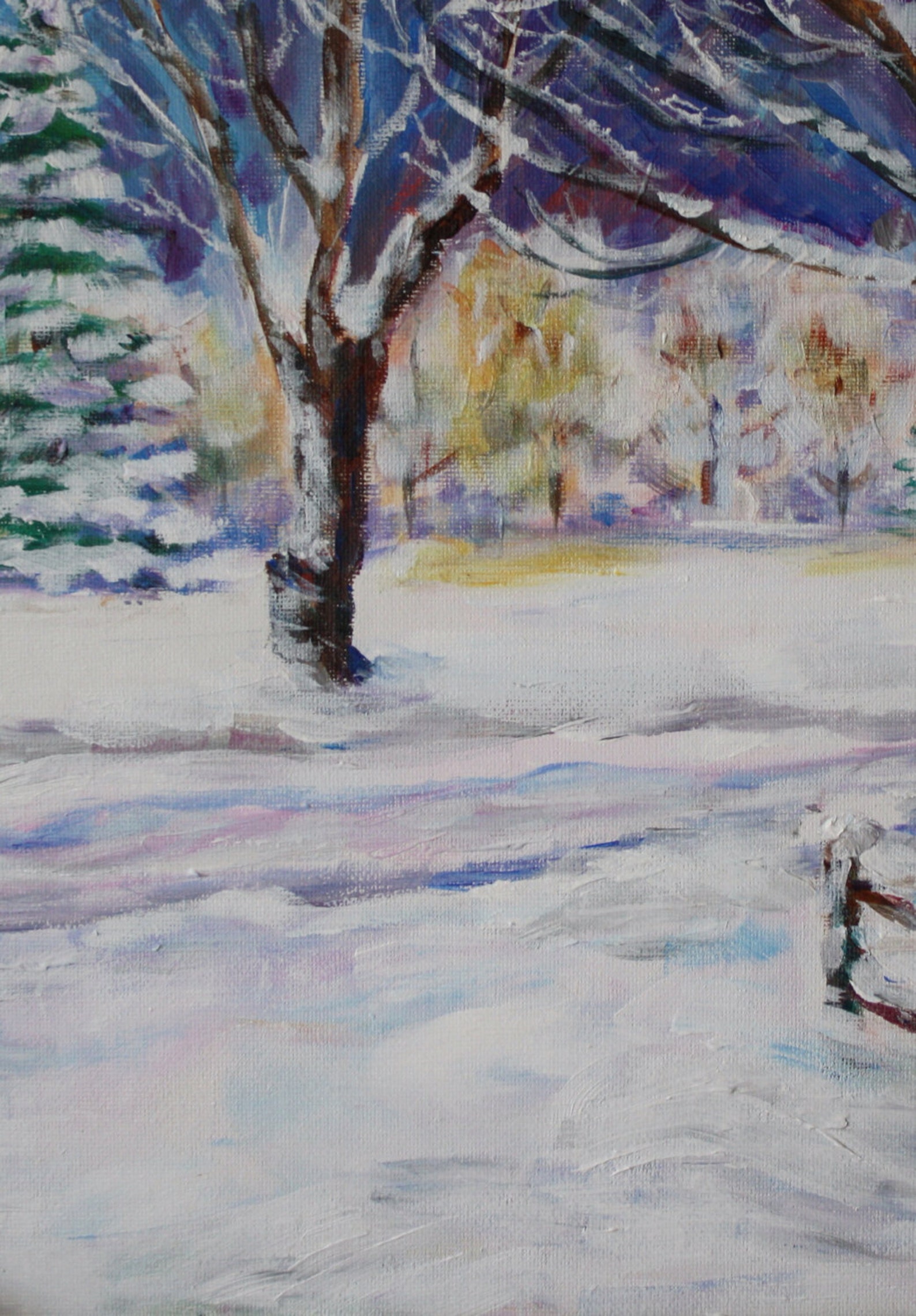 Winter Landscape Painting - Original Acrylic - Snow and Tree ...