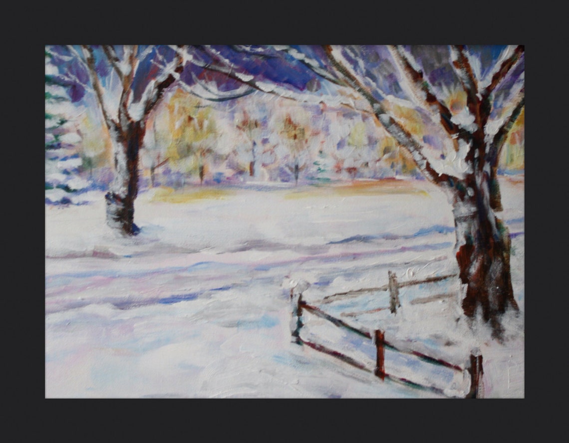 Winter Landscape Painting - Original Acrylic - Snow and Tree ...