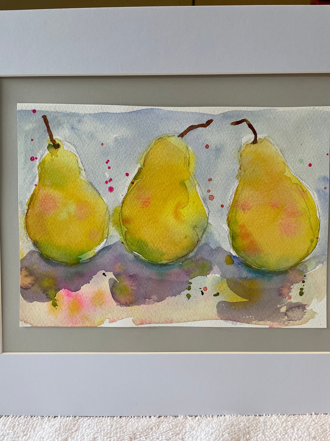 Painting Pears Watercolor, Original Fine Art, Handmade Art Work, Farmhouse Decor, Country ...