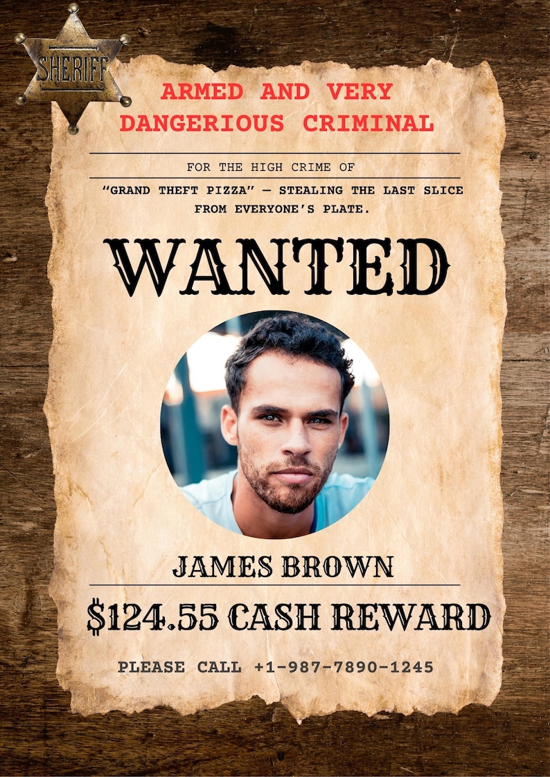 Custom Funny Wanted Poster – Personalized Wild West Outlaw Photo Gift ...