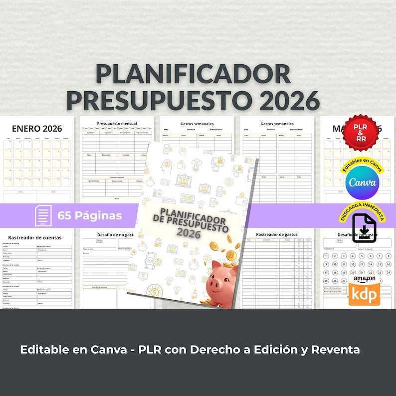 2026 Budget Planner | Editable Template in Canva, Income and Expense ...