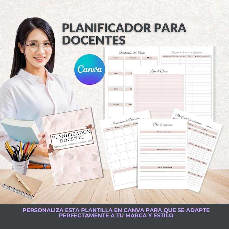 Planificador Docente | Editable En Canva, Planner Escolar Para Maestros ...