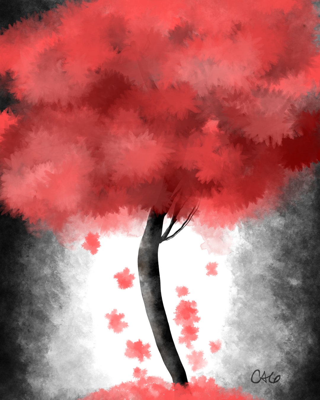 Salmon Tree Illustration, Printable Wall Art, 8x10 & 5x7 Digital Print ...