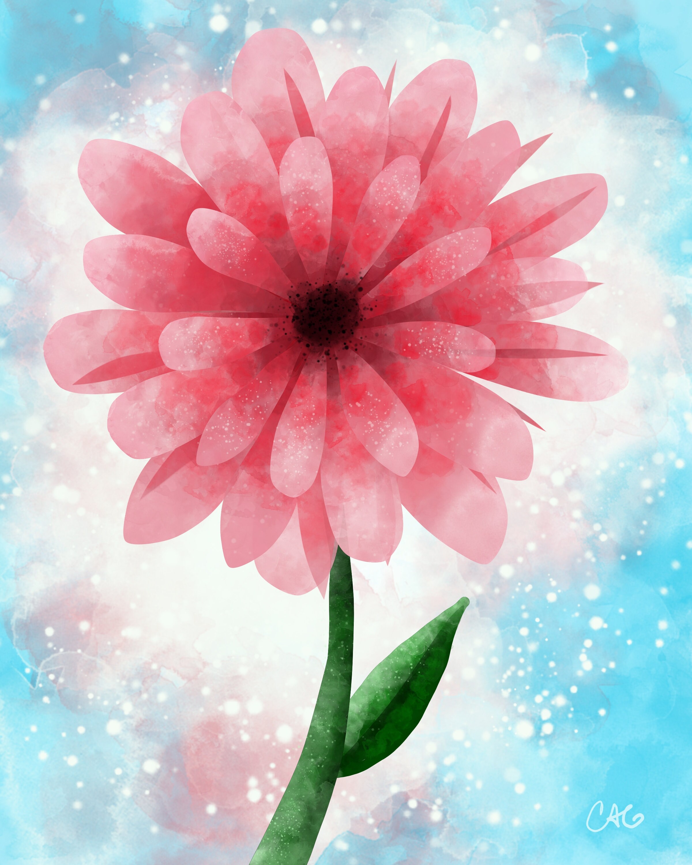 Ilustración de la flor rosa, arte de pared imprimible, impresión ...