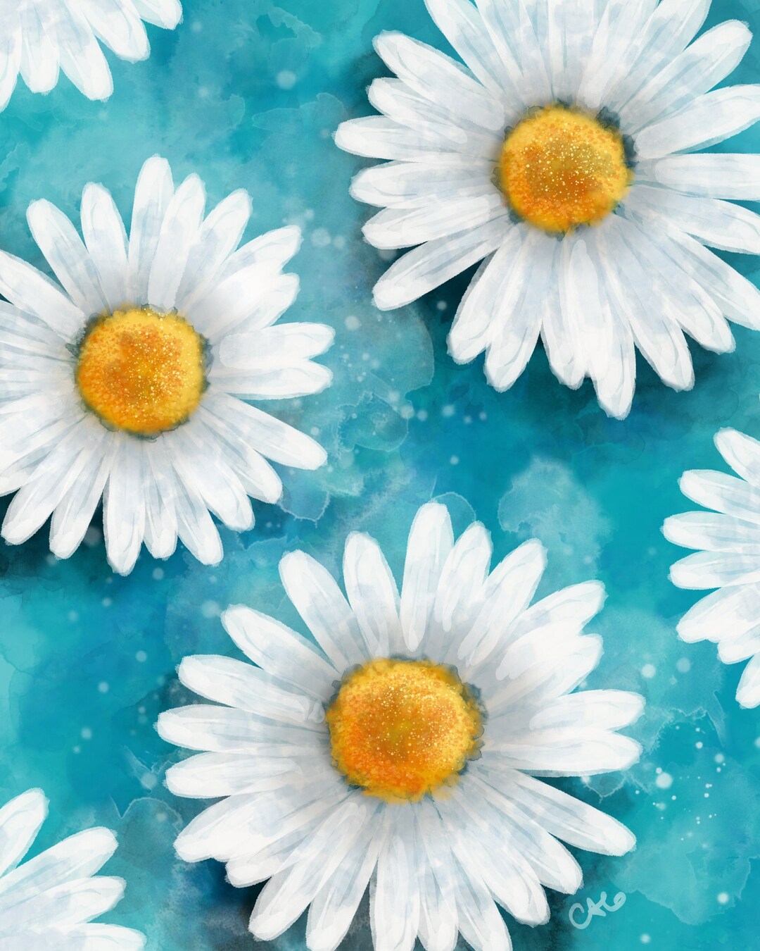 Daisies Illustration, Printable Wall Art, 8x10 & 5x7 Digital Print ...