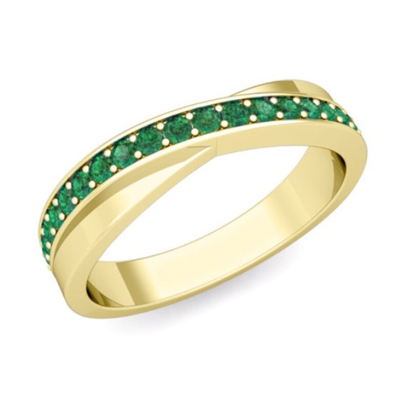 Natural Emerald Infinity Wedding Band in 14k Yellow Gold - Etsy