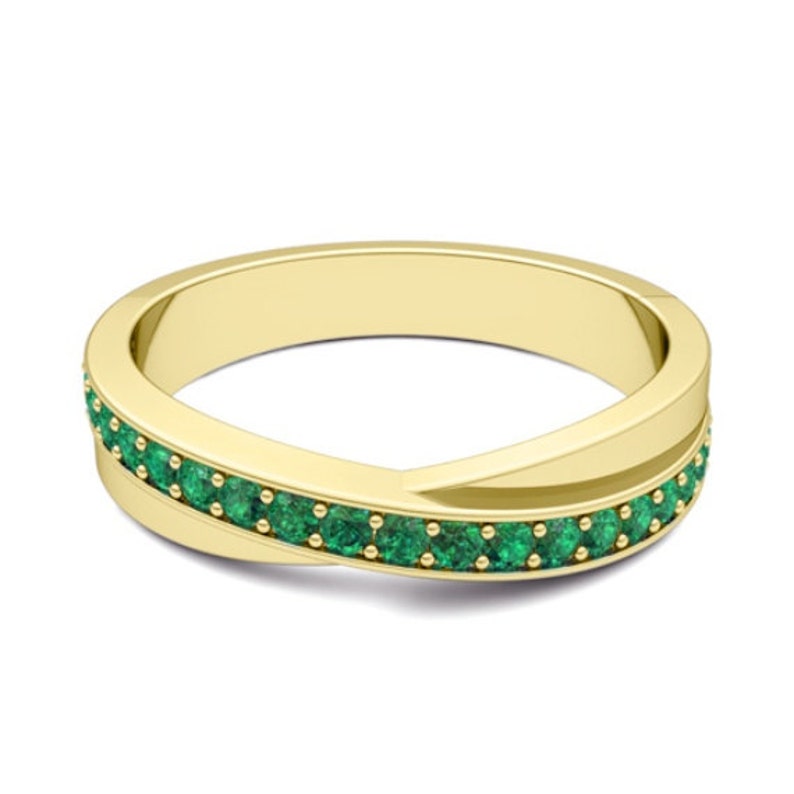 Natural Emerald Infinity Wedding Band in 14k Yellow Gold - Etsy
