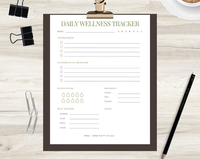 Printable Daily Wellness Log - Etsy Canada