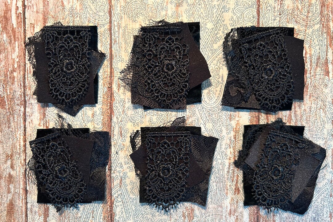 6 Lace Clusters Snippets, Gothic Black, Vintage Black Lace, Black ...