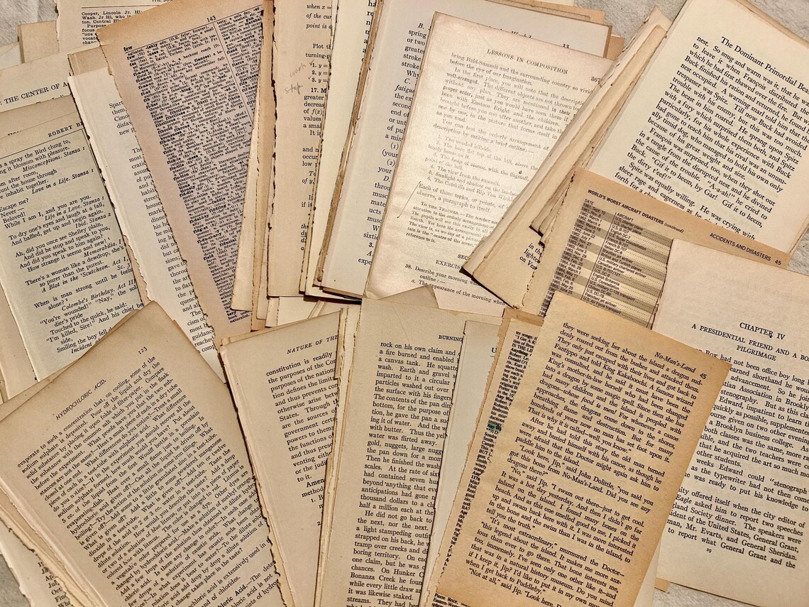 75 Vintage Book Pages Paper Pack: Ephemera for Junk Journals ...