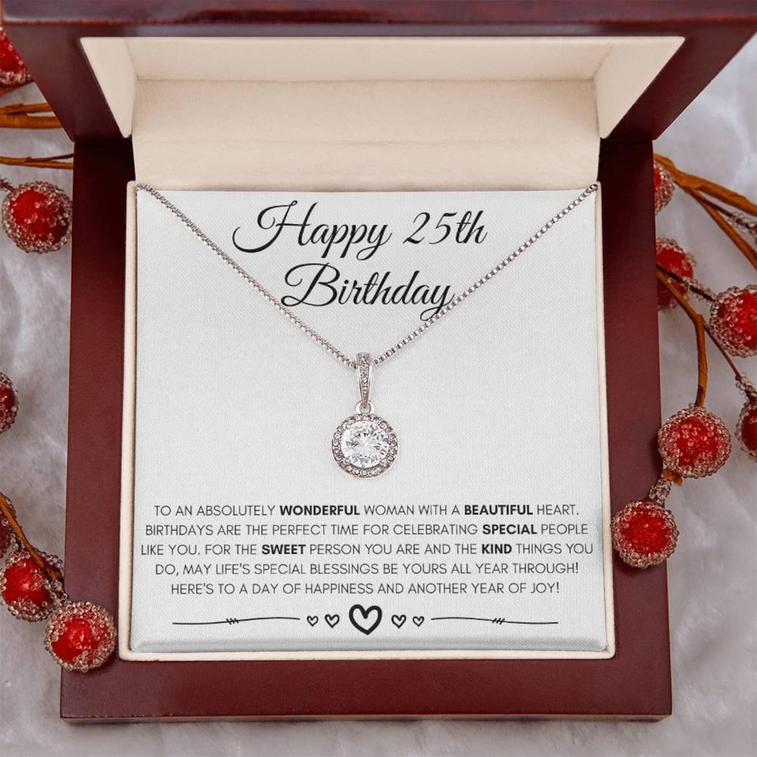 25th Birthday Necklace for Her, Happy 25th Birthday Gift, 25th Birthday ...