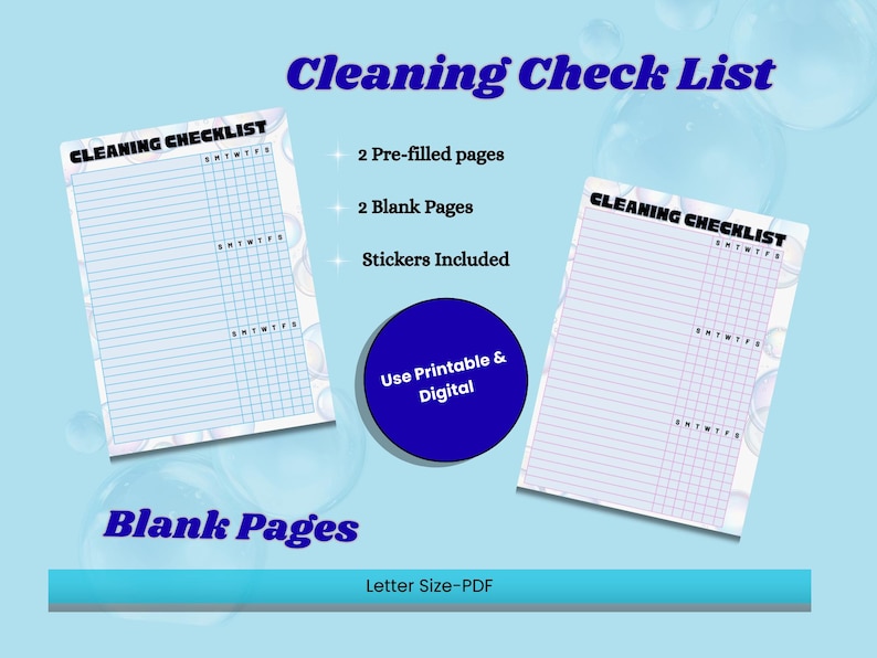 Cleaning Check List for Busy Moms, ADHD Friendly Printable Cleaning ...