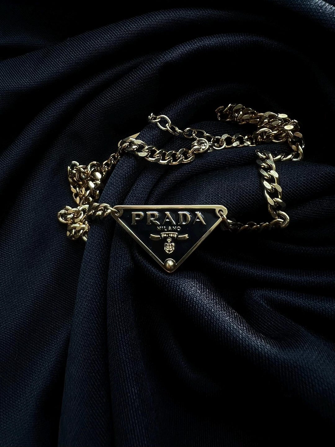 Prada Pendant Necklace (black / Gold) - Etsy