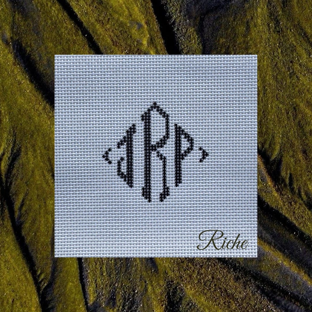 Custom Monogram Needlepoint Canvas | Hand Painted 13 Mesh ...