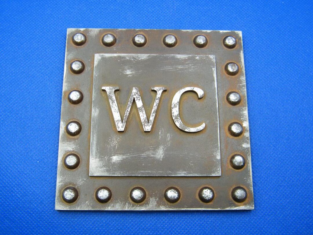 Toilet, Bathroom Door Sign, Plate - WC - Old Style With Rivets - Resin ...