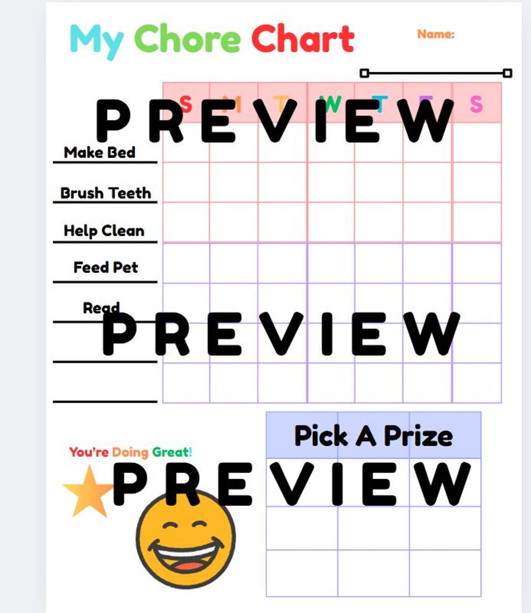 Printable ADHD Chore Chart for Kids Fun & Easy Weekly Organizer - Etsy