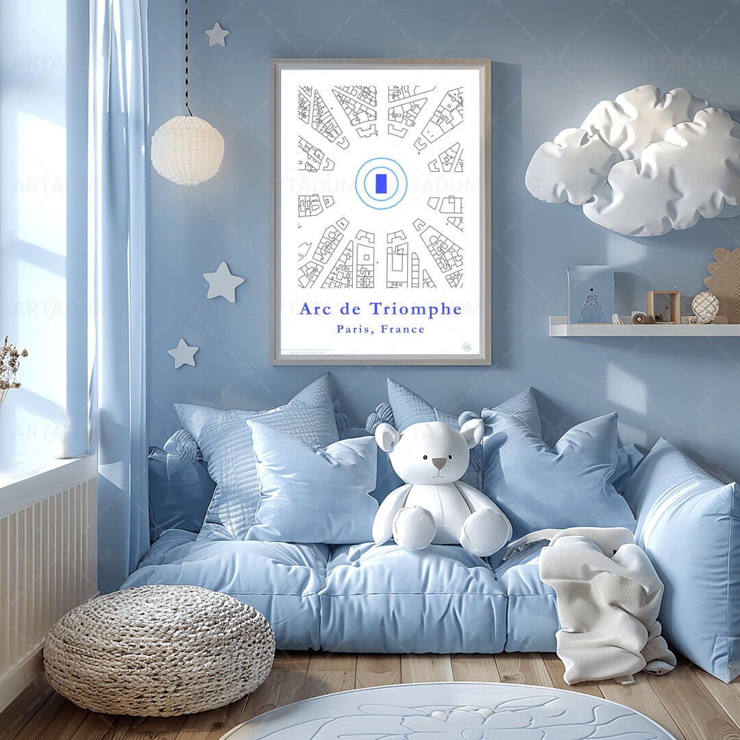 Arc De Triomphe Map Print: Paris Landmark, Minimalist Wall Art (PDF ...