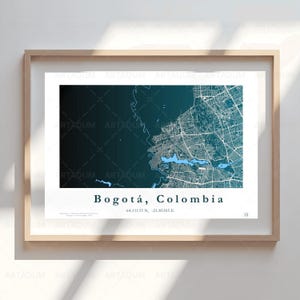 Modern Map Print: Bogota Blue Digital Download, Urban Colombia Wall ...
