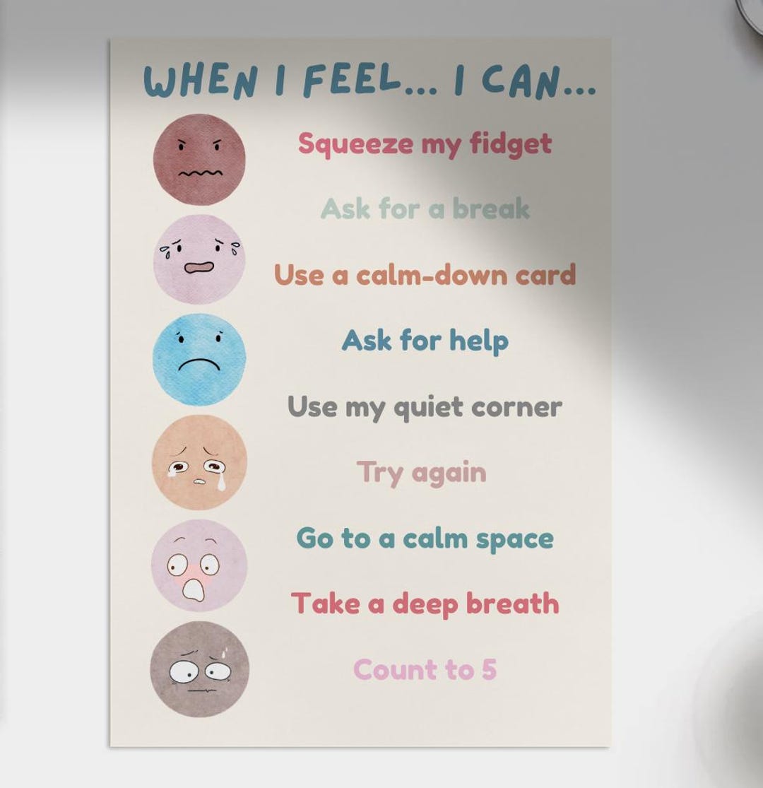 Printable Emotion Regulation Chart for Kids | ADHD & Autism Self ...