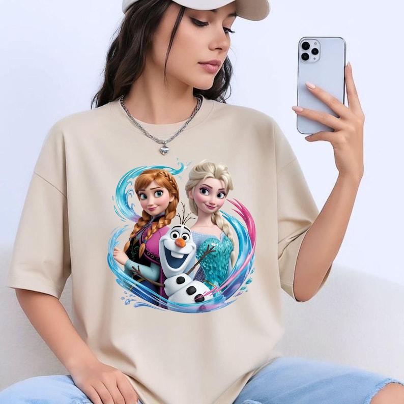 3 Frozen Theme PNG, Princess Sisters & Snowman Clipart, Birthday Shirt ...