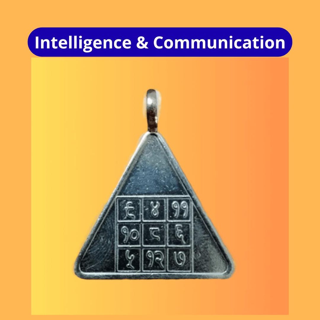 Energized Silver Budh Yantra Pendant: Vedic Mercury Amulet for ...