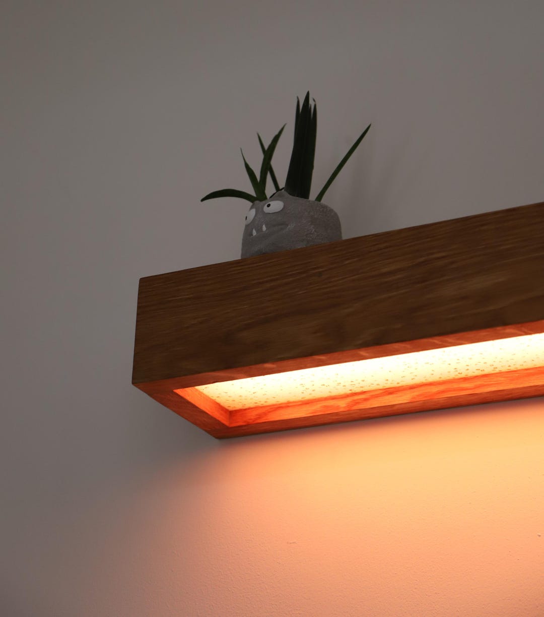 Floating Shelf | RGB LED Solid Wood Wall Shelf With Backlight | Modern ...