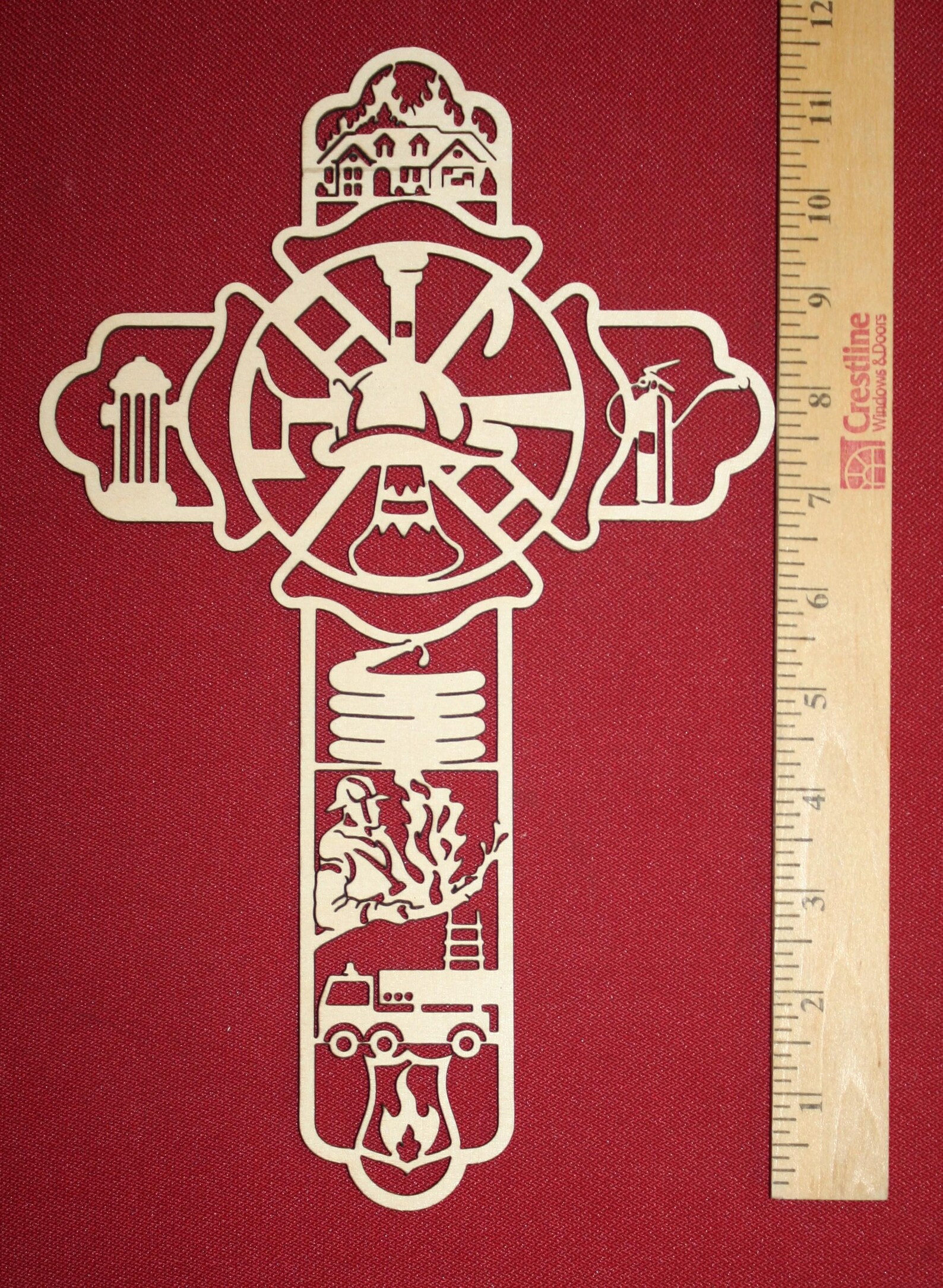 Handmade Firefighter Cross: Birch Wood Laser Cut Wall Decor - Etsy