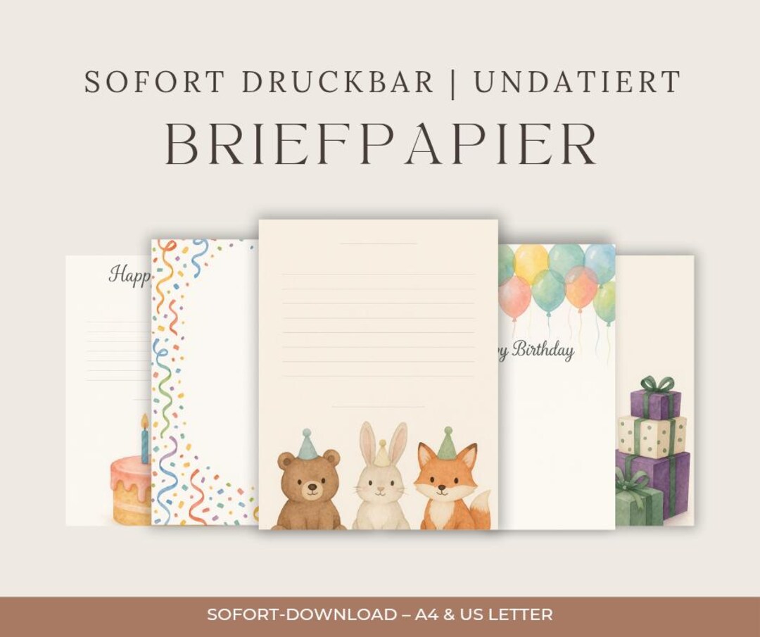 Happy Birthday Stationery PDF | Printable Birthday Letter Paper ...