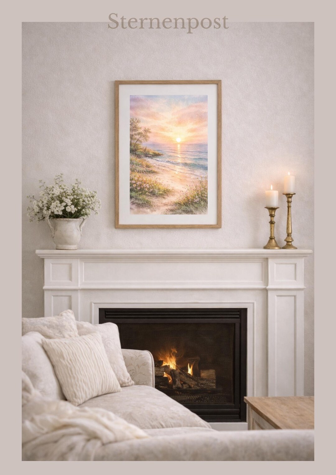 Watercolor Landscape Poster – Calm Coastal Wall Art | Digital Download ...