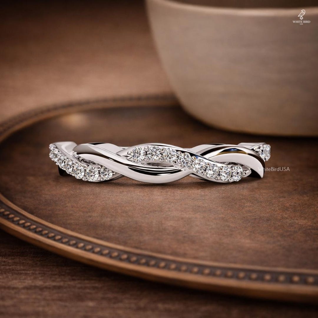 Stackable Diamond Ring Twisted Rope Diamond Ring for Woman Half ...