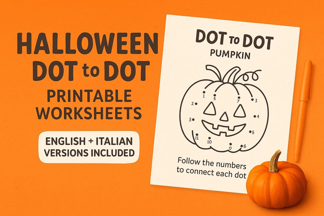 Halloween Educational Dot to Dot Worksheets for Kids PDF Printable ...